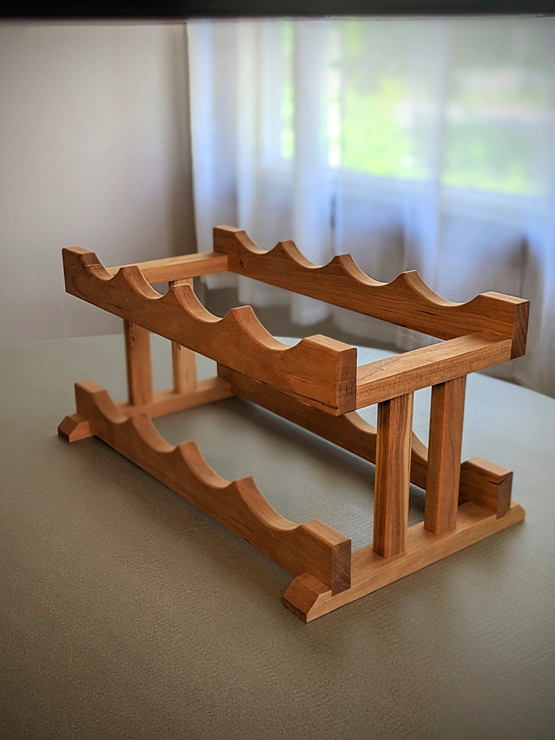 Cherry Countertop & Bartop Wood Wine Rack Elegant Two Tier - Etsy