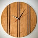 Walnut and Ash Hardwood Hanging Wall Clock Real Wood Handmade Circular ...