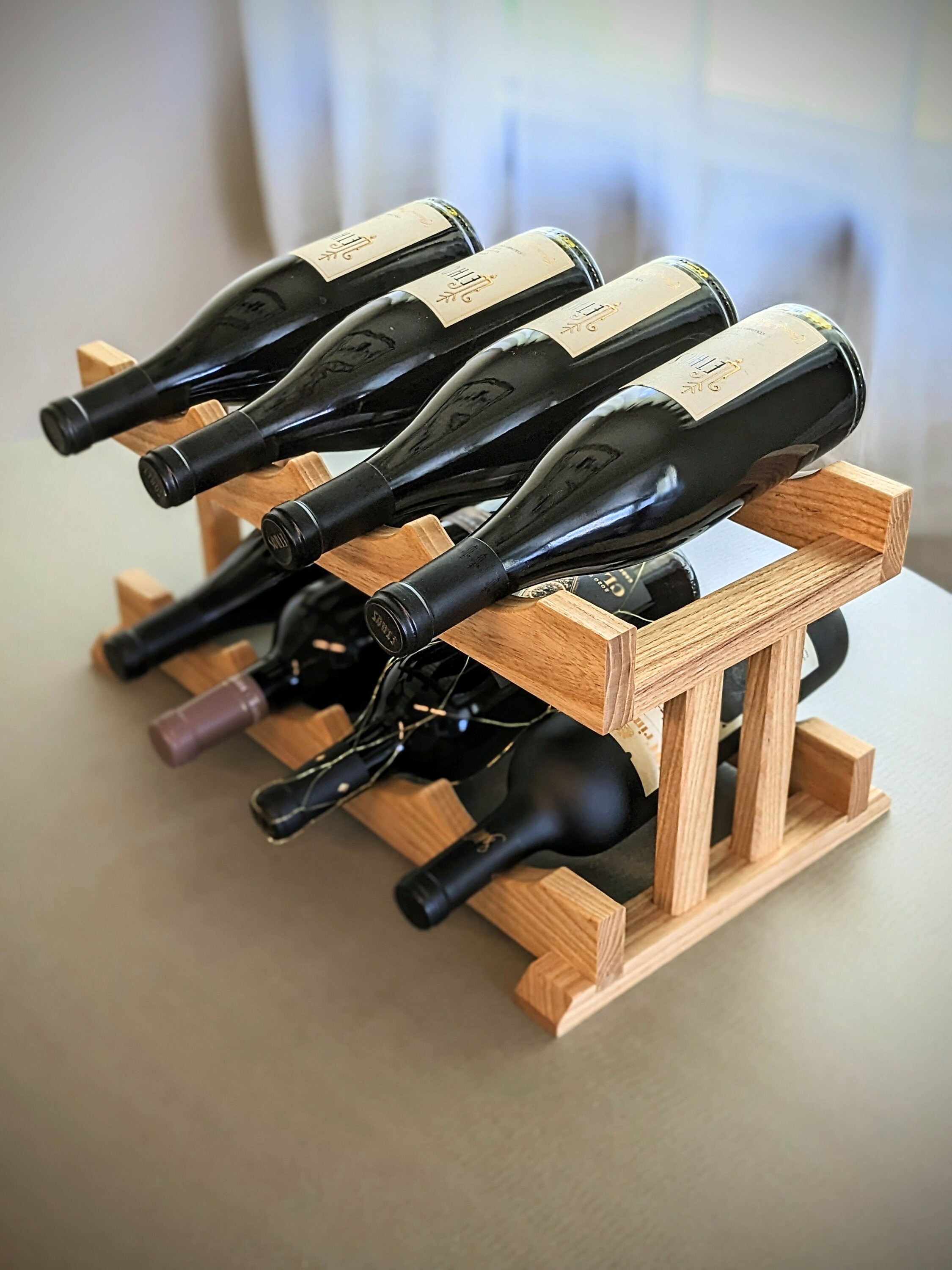 Ash Countertop & Bar Top Wine Rack Elegant Two Tier Wood Freestanding ...
