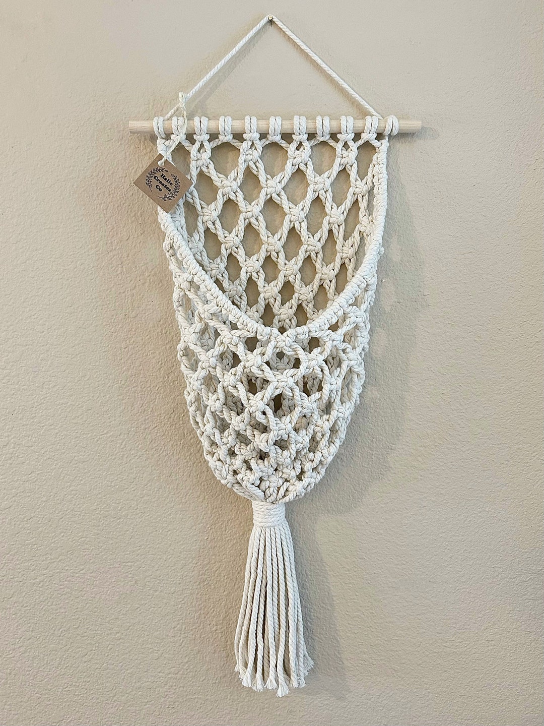 Macrame Hanging Fruit Basket, Hanging Macrame Storage Basket, Handmade ...