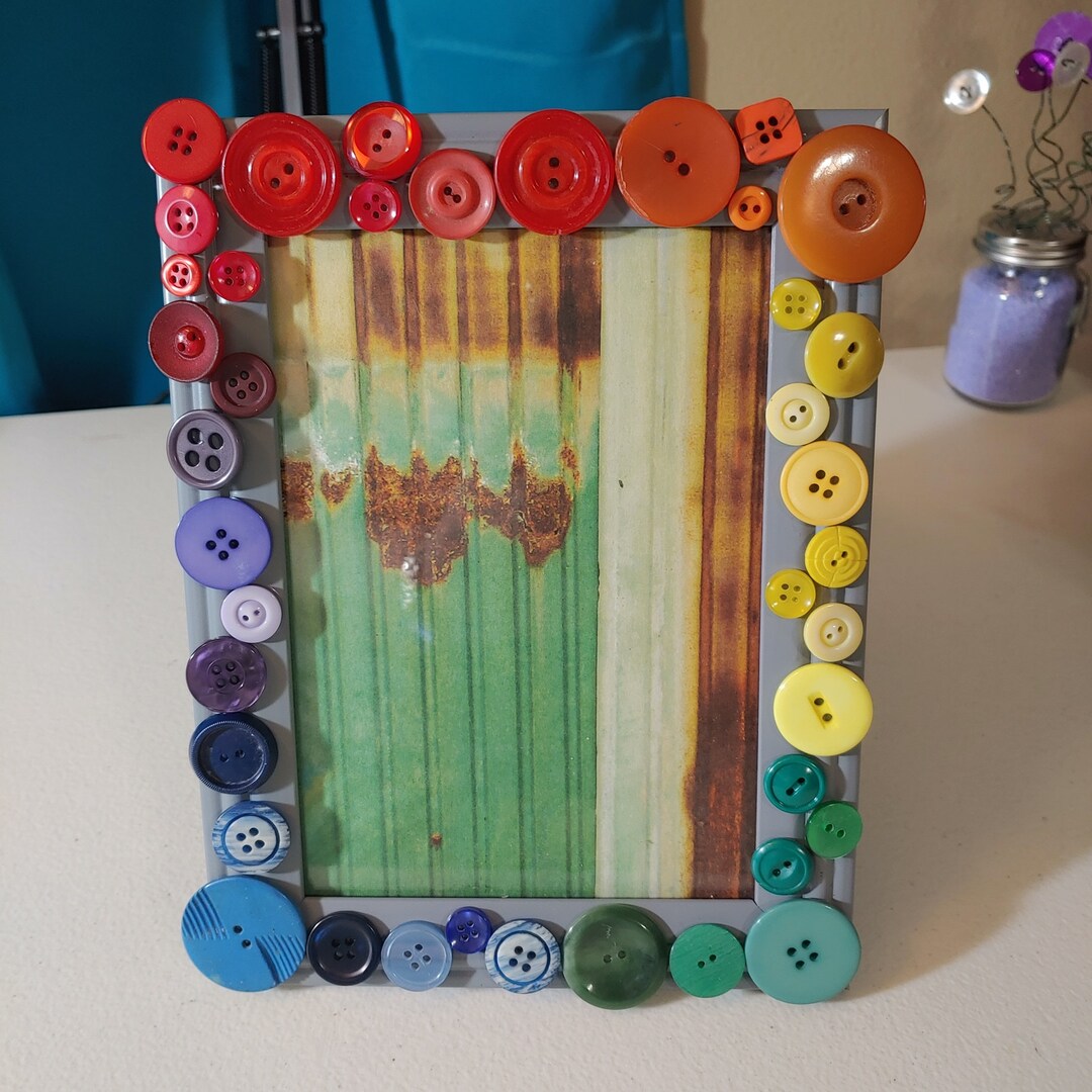 Rainbow Vintage Button Picture Frame - Etsy