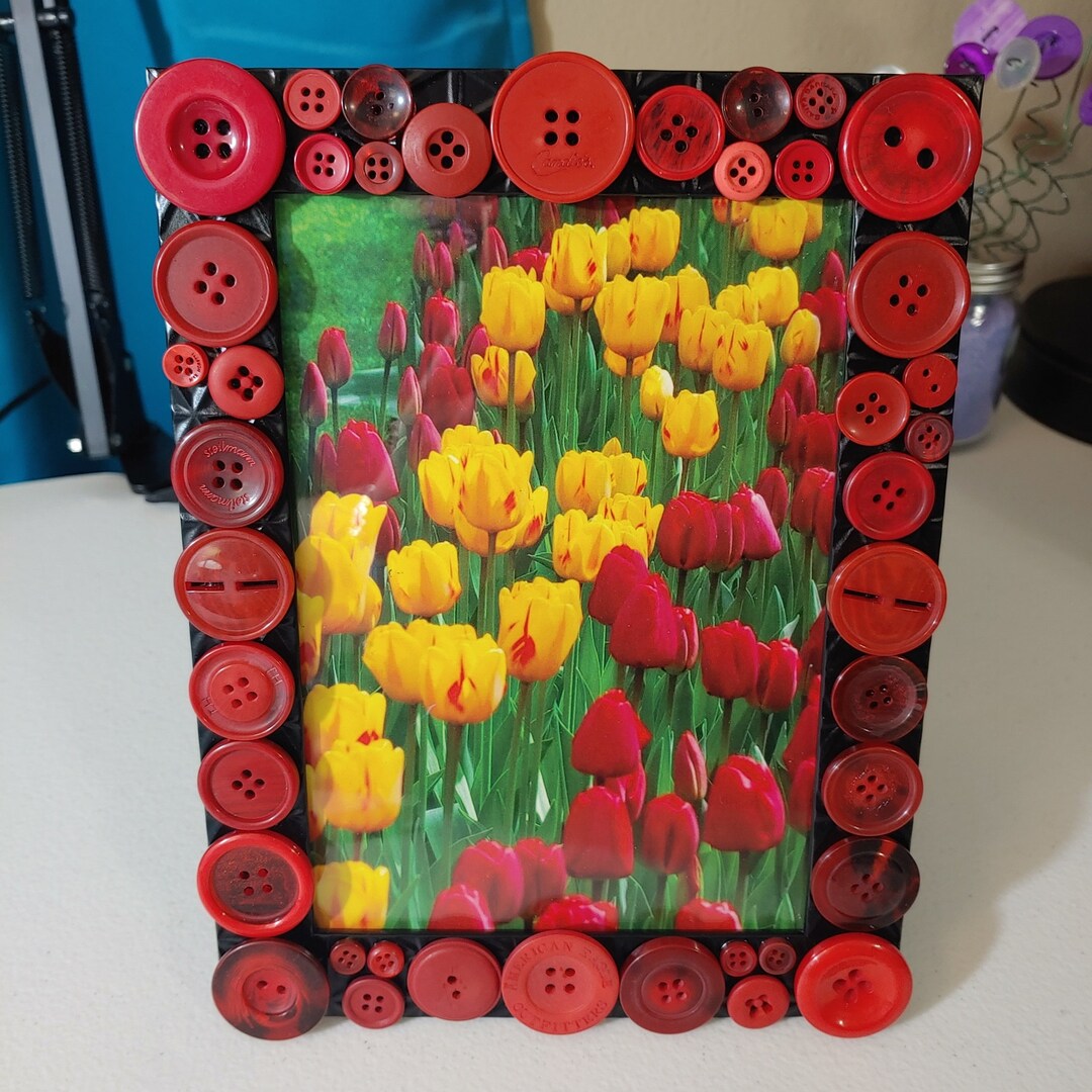 Red Vintage Button Picture Frame. - Etsy