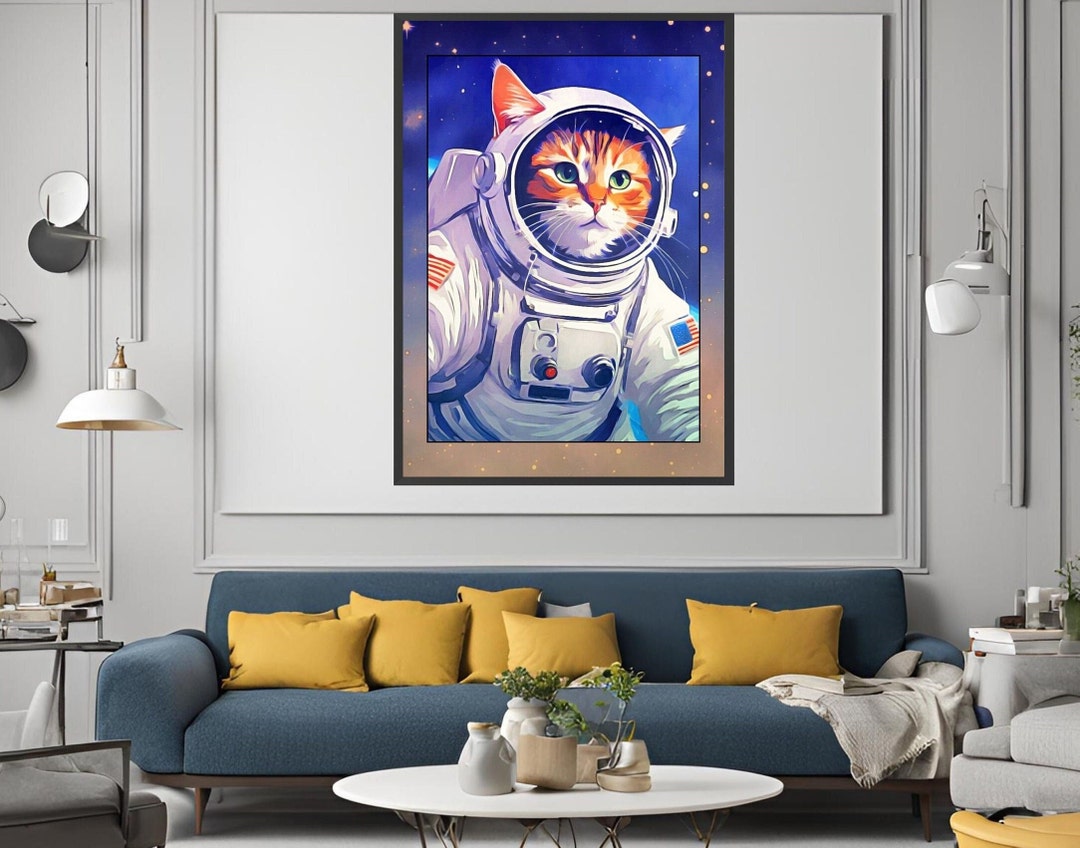 Retro Space Cat Print, Astronaut Cat Poster, Astronaut Art, Astronaut ...