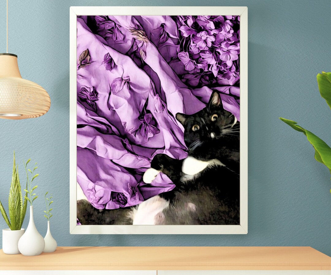 Tuxedo Cat Gift, Home Printable Wall Art, Cat Digital Wall Art, Digital Cat Wall Art Print ...