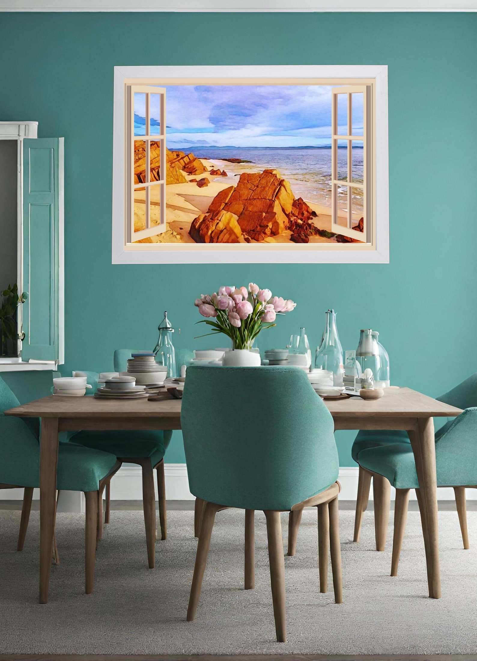 Beach Wall Art Printable, Coastal Wall Art, Window Frame Style, Beach ...