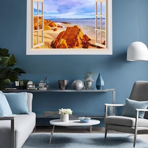 Beach Wall Art Printable, Coastal Wall Art, Window Frame Style, Beach ...