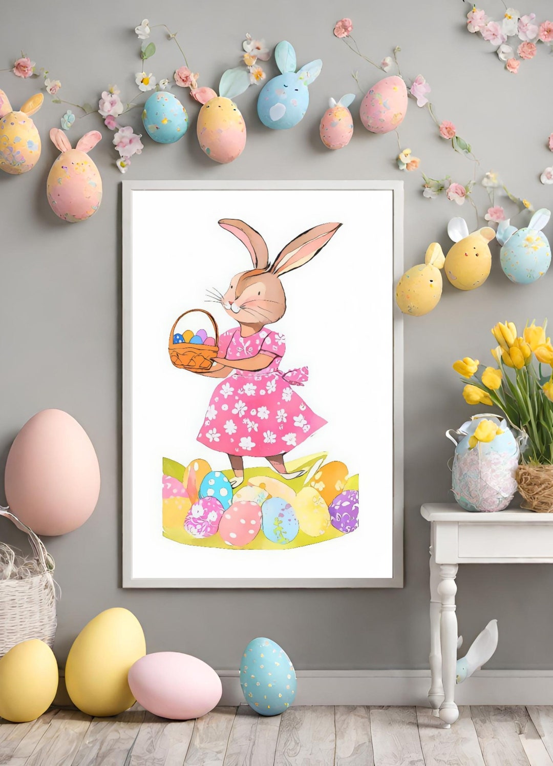 Cute Easter Bunny Printable |easter Bunny Art |minimalist Wall Art ...