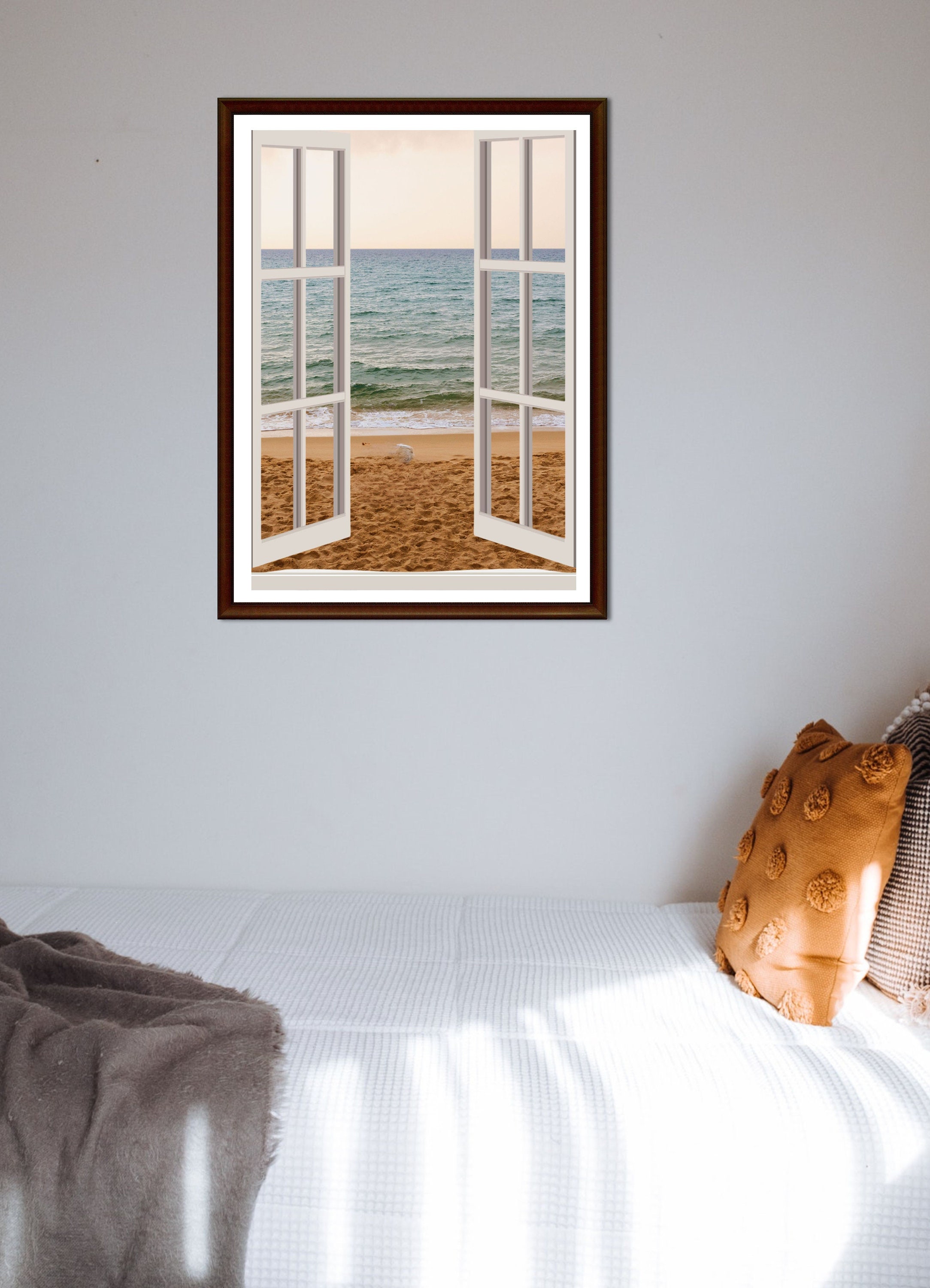 Beach Window View window Frame Style coastal Wall Art beach Digital ...