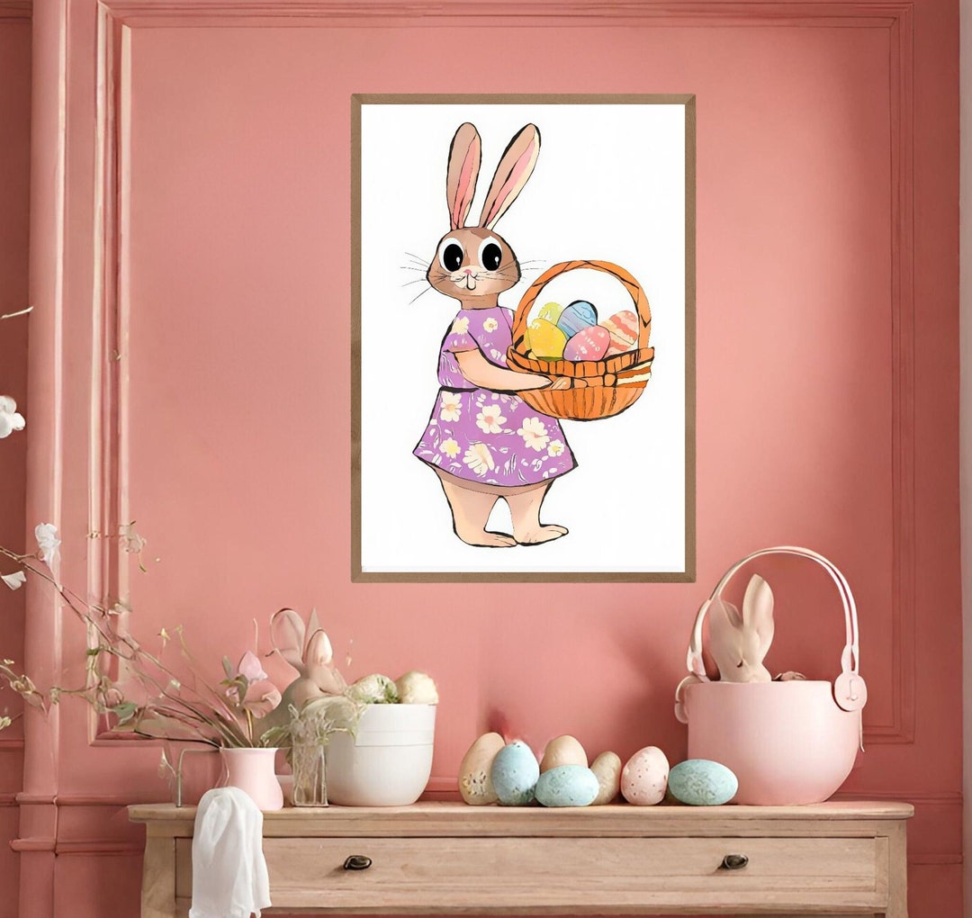 Bunny Rabbit Easter Wall Art |easter Bunny Printable Wall Art |easter ...