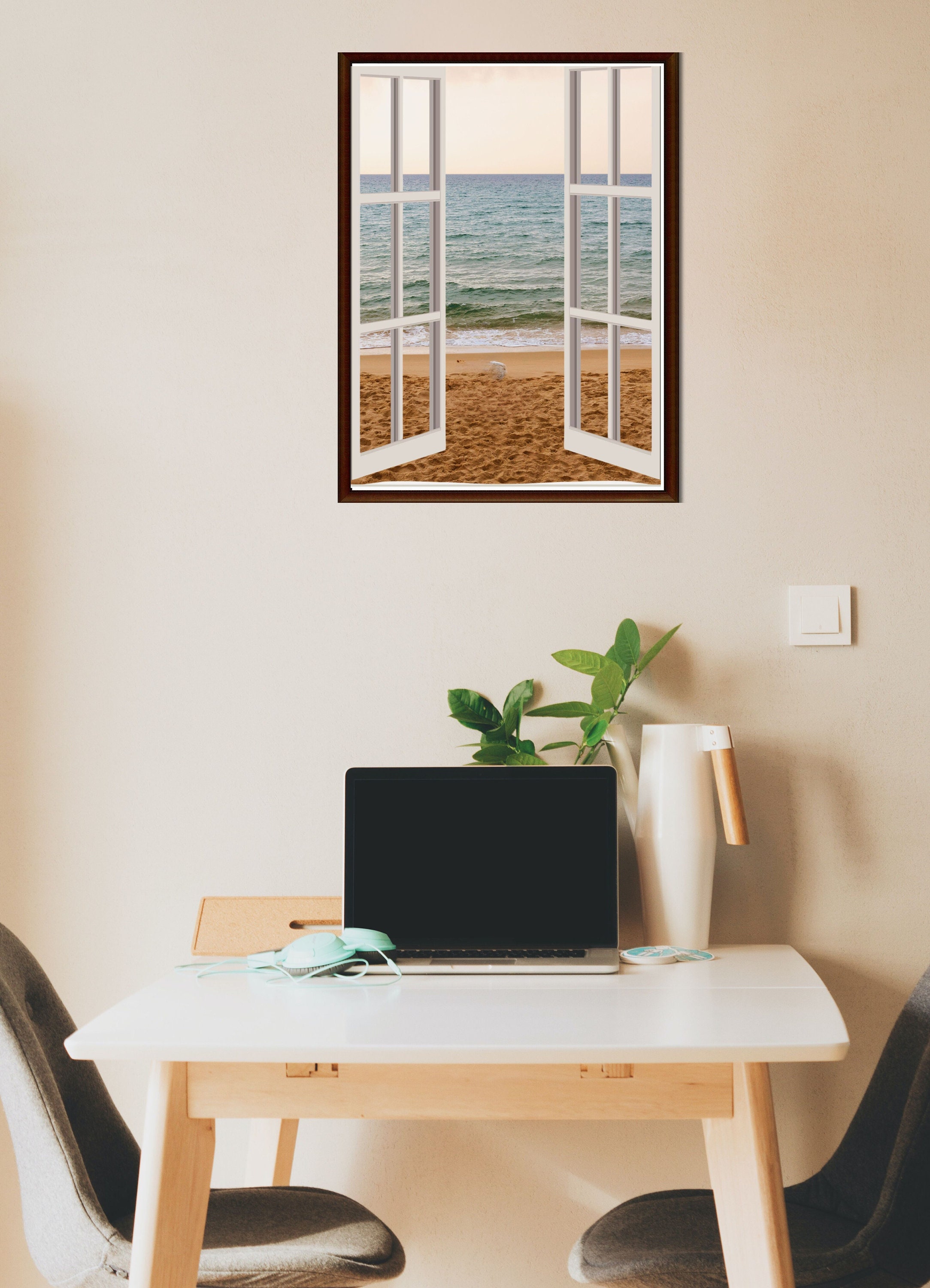 Beach Window View window Frame Style coastal Wall Art beach Digital ...