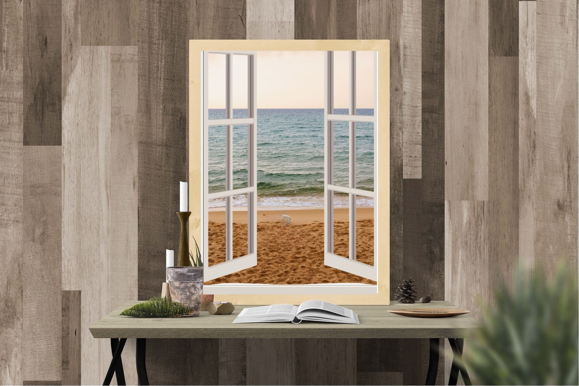Beach Window View window Frame Style coastal Wall Art beach Digital ...