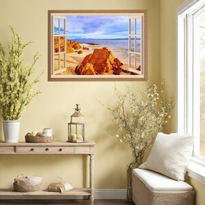 Beach Wall Art Printable, Coastal Wall Art, Window Frame Style, Beach ...