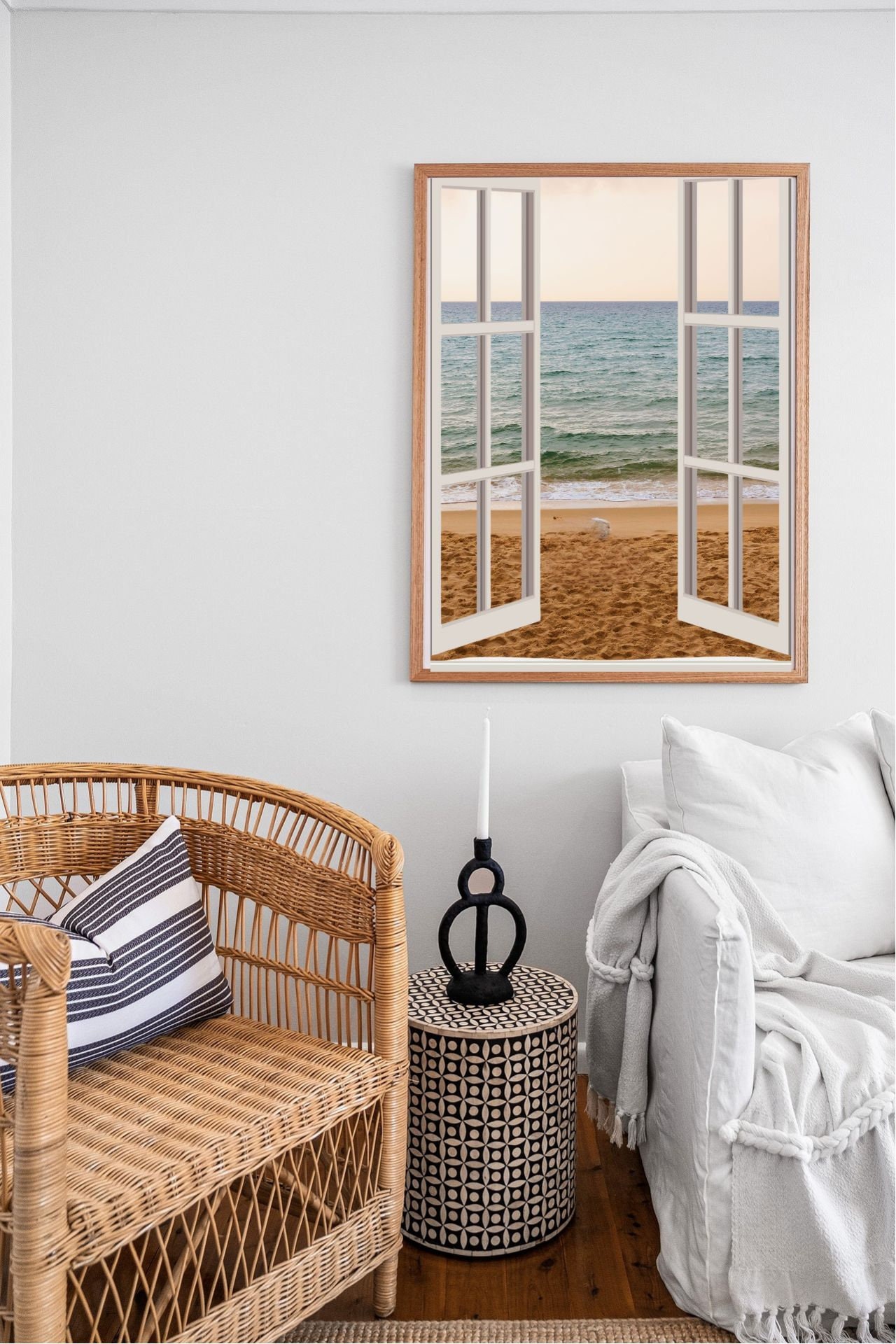 Beach Window View window Frame Style coastal Wall Art beach Digital Prints modern Design Home ...
