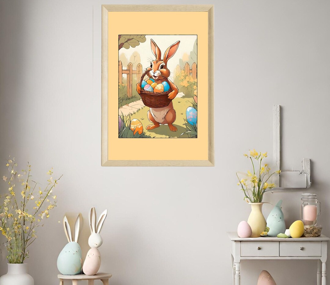 Easter Bunny Wall Art |easter Egg Decor |easter Themed Wall Art |spring ...