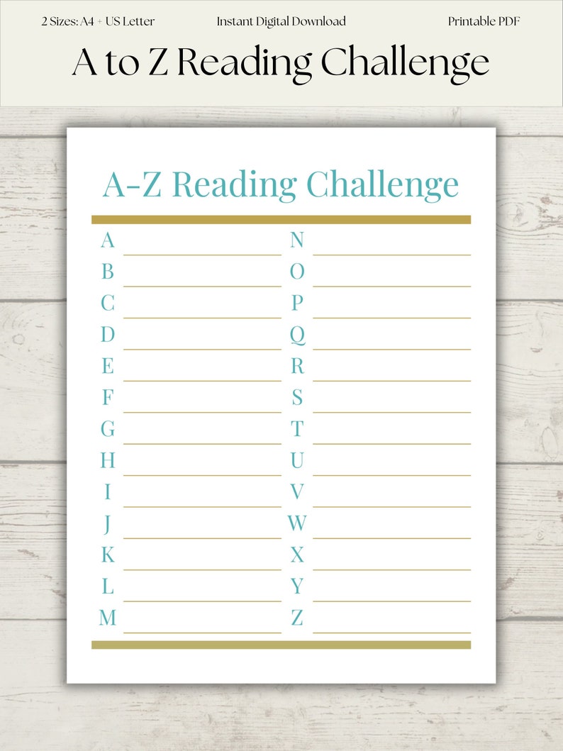 A-Z Reading Challenge Printable PDF Instant Download - Etsy