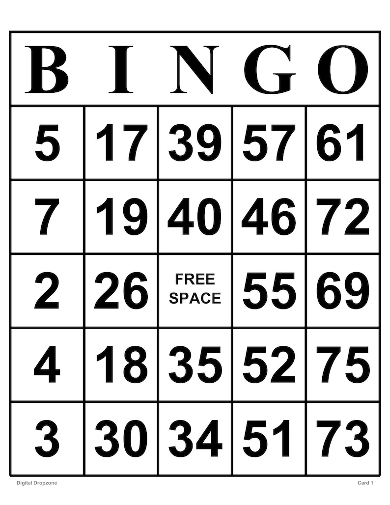 1000 Jumbo Printable Bingo Cards for Fun Game Nights and - Etsy