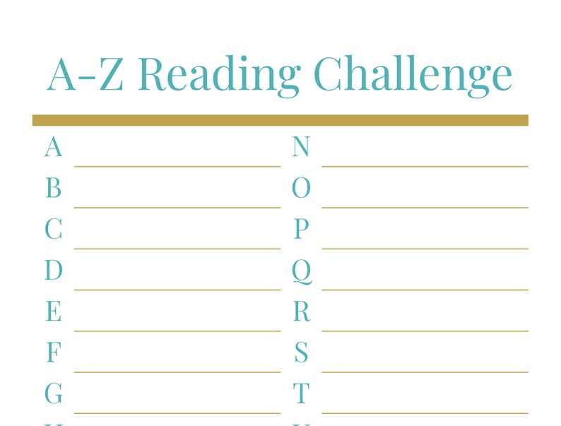 A-Z Reading Challenge Printable PDF Instant Download - Etsy