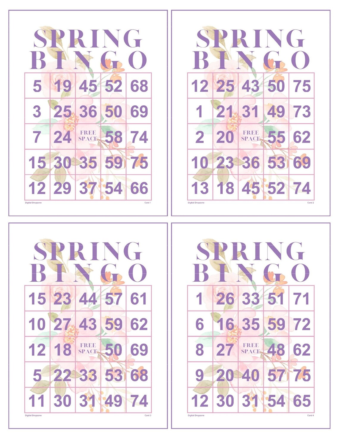 100 Printable Spring Bingo Cards for Fun Game Nights and Social Events ...