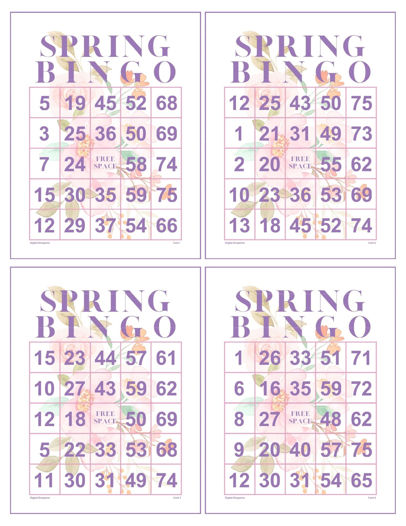100 Printable Spring Bingo Cards for Fun Game Nights and Social Events ...