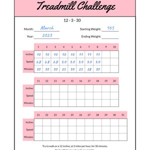Treadmill Challenge, Workout Tracker, Fitness Tracker - Etsy
