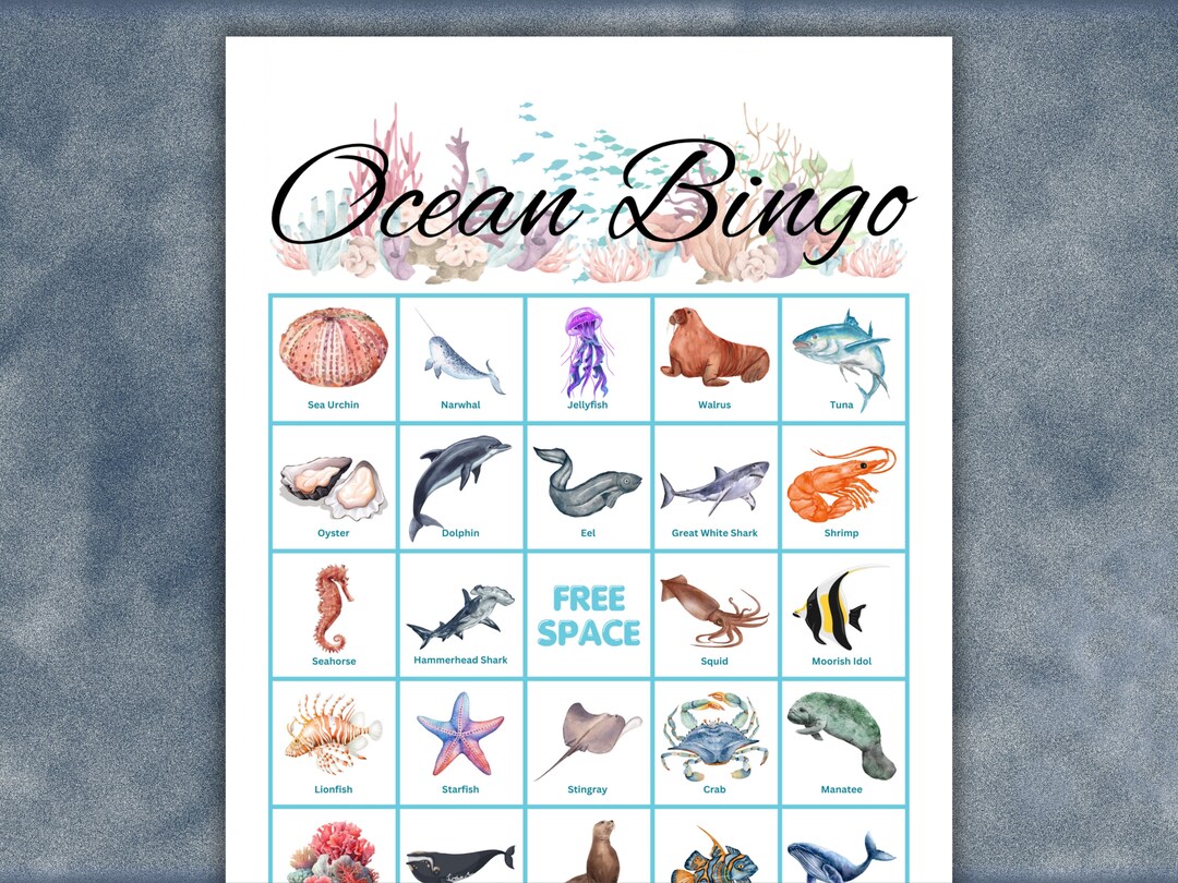 100 Ocean Bingo Cards - Etsy