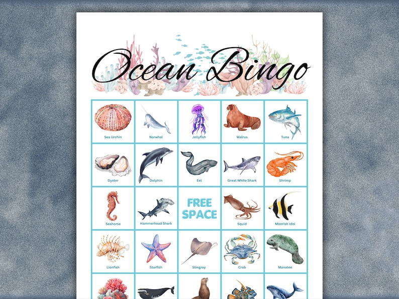 100 Ocean Bingo Cards - Etsy