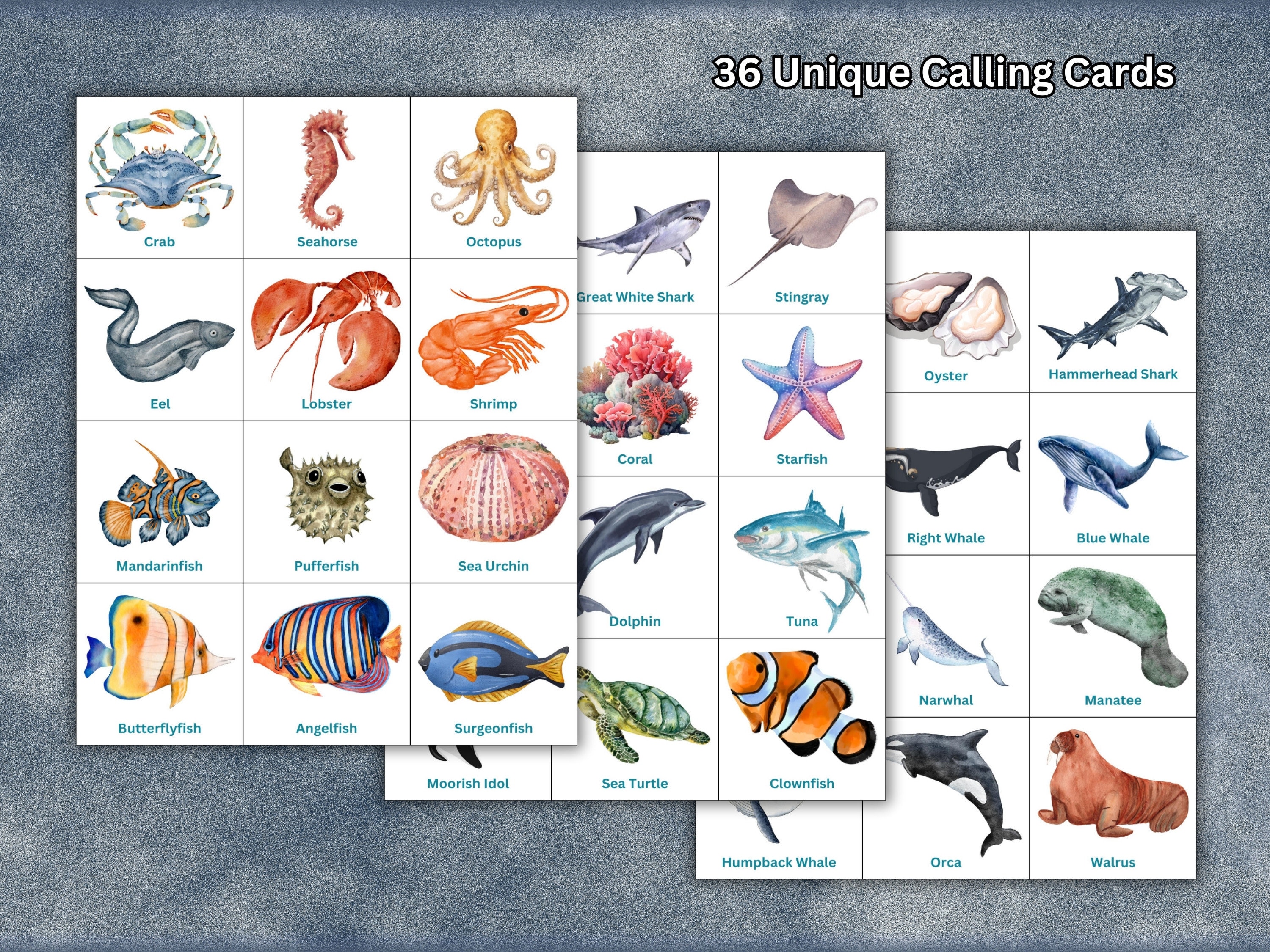 100 Ocean Bingo Cards - Etsy