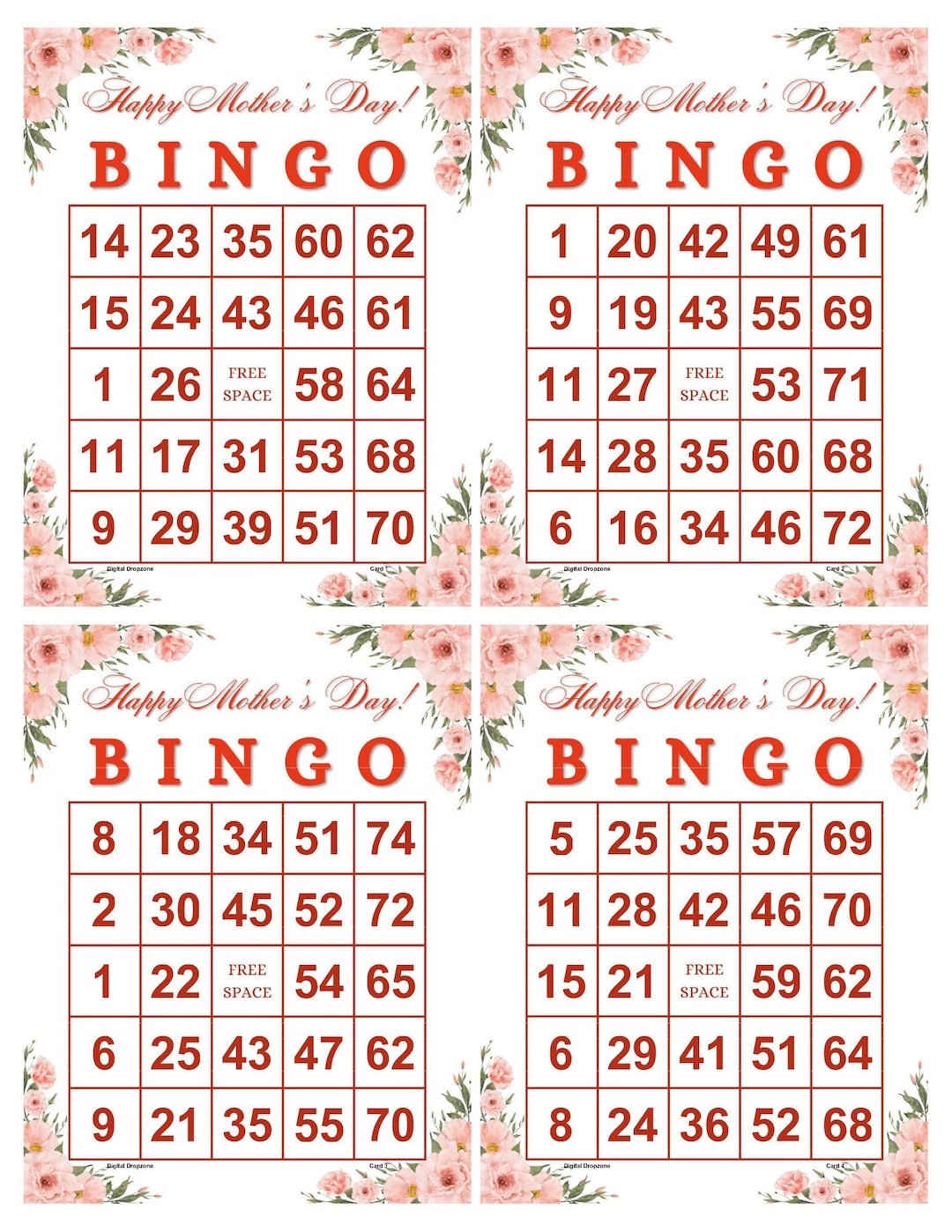 100 Printable Mothers Day Bingo Cards for Fun Game Nights and Social ...