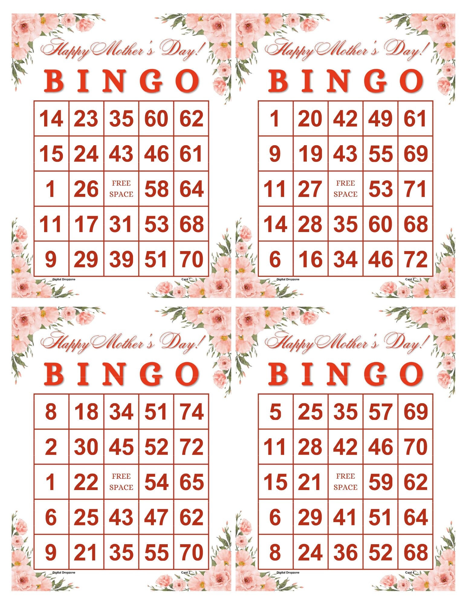 100 Printable Mothers Day Bingo Cards for Fun Game Nights and Social ...