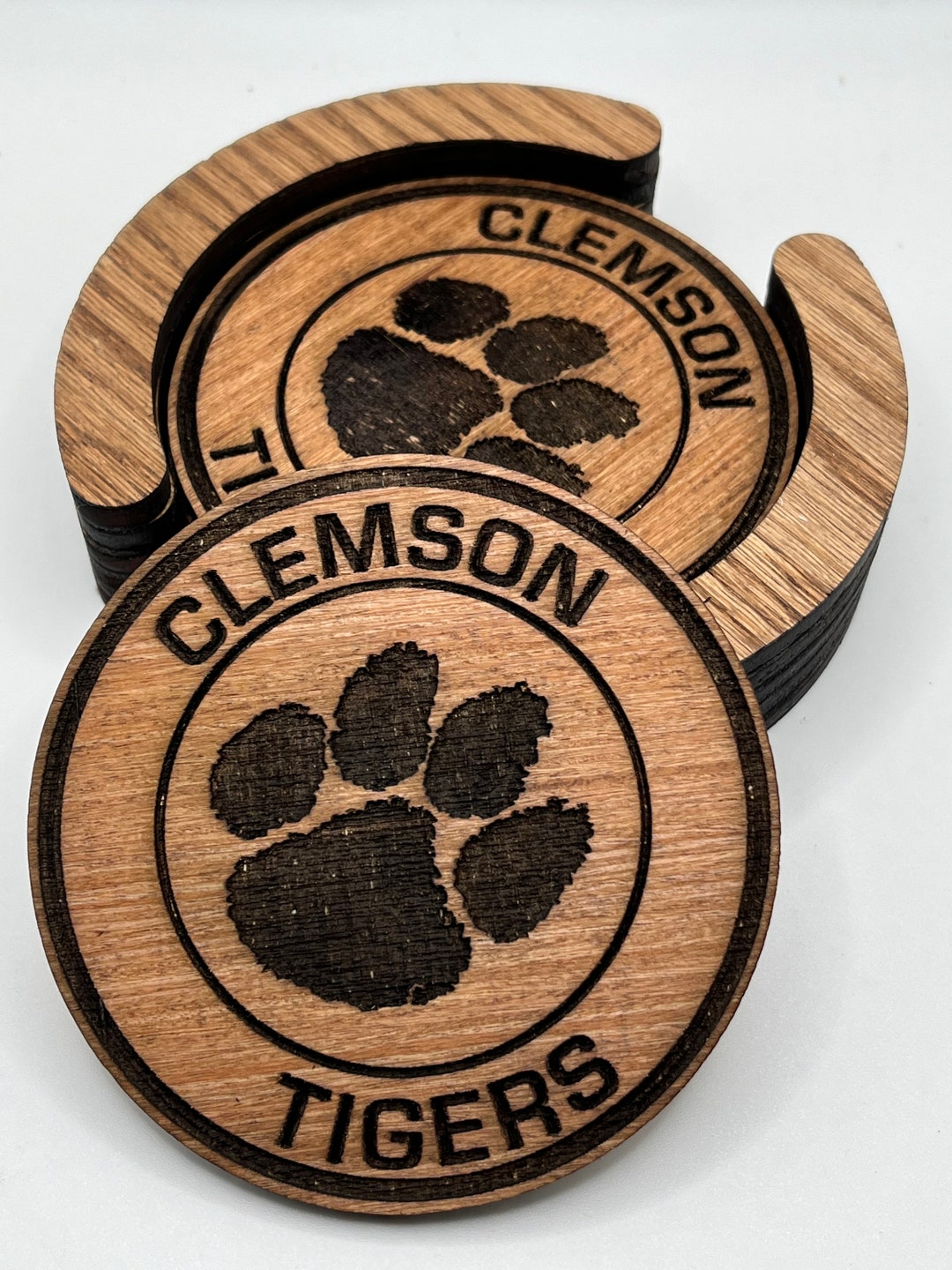 Clemson Tigers Coasters 4 Laser Engraved, Stained & Sealed Coasters ...