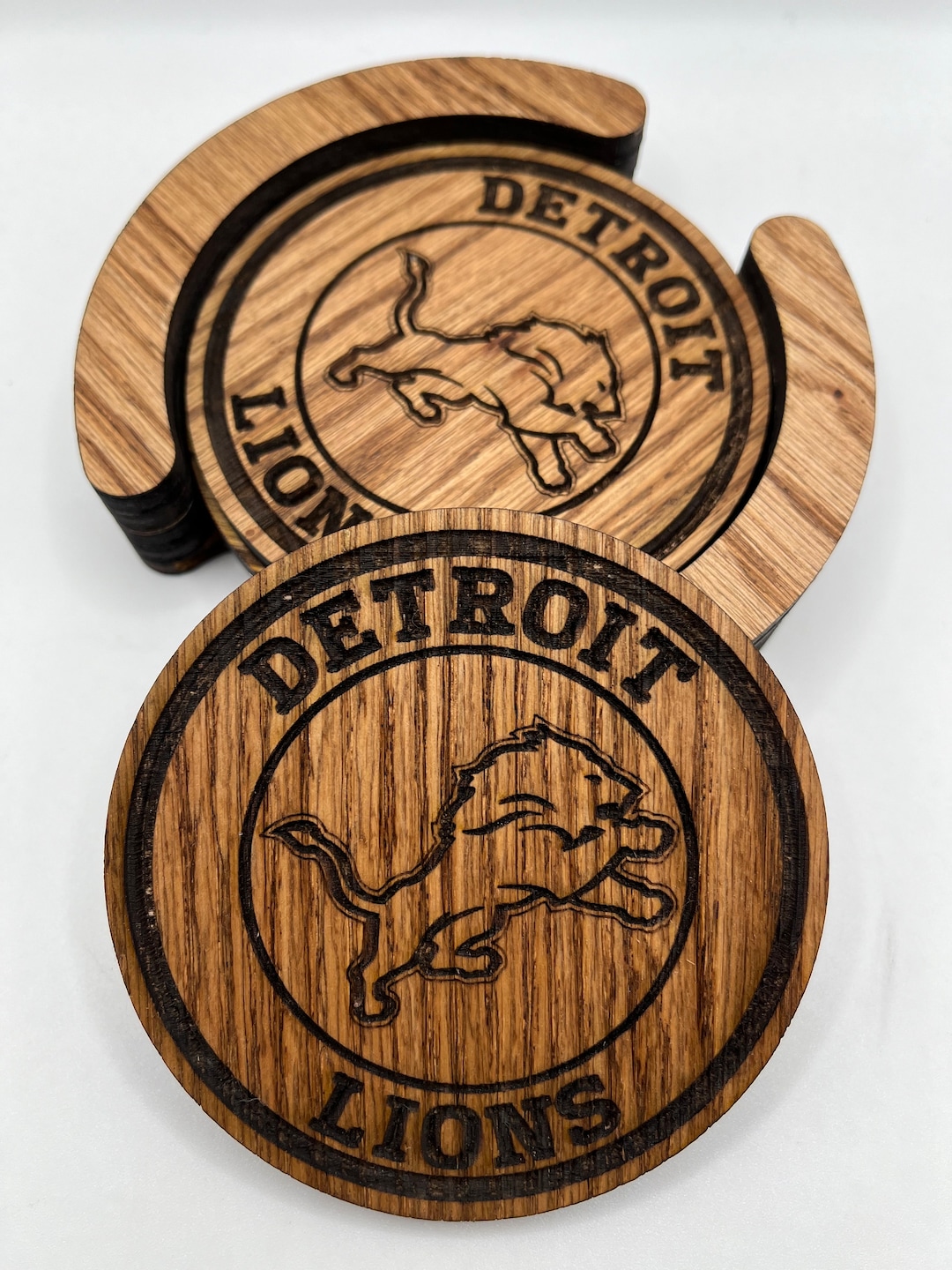 Detroit Lions Coasters 4 Laser Engraved, Stained & Sealed Coasters With ...