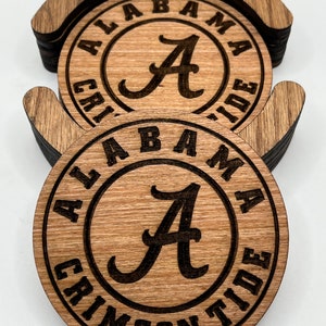 Alabama Crimson Tide Coasters 4 Laser Engraved, Stained & Sealed ...