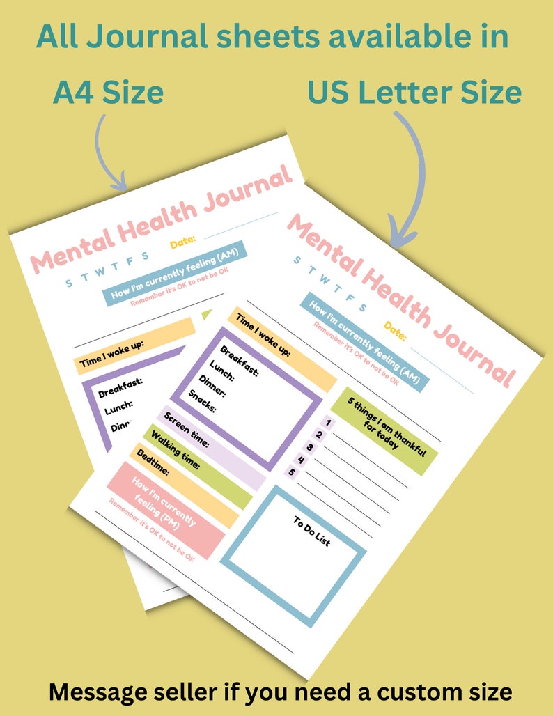 Mental Health Daily Journal Printable Anxiety Tracker Mood Tracker ...