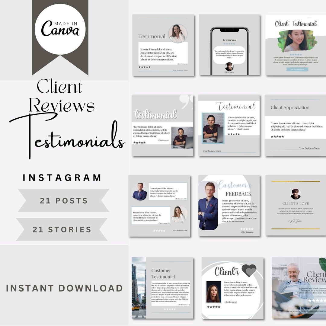 Client Testimonial Instagram Templates, Neutral Reviews (canva) - Etsy
