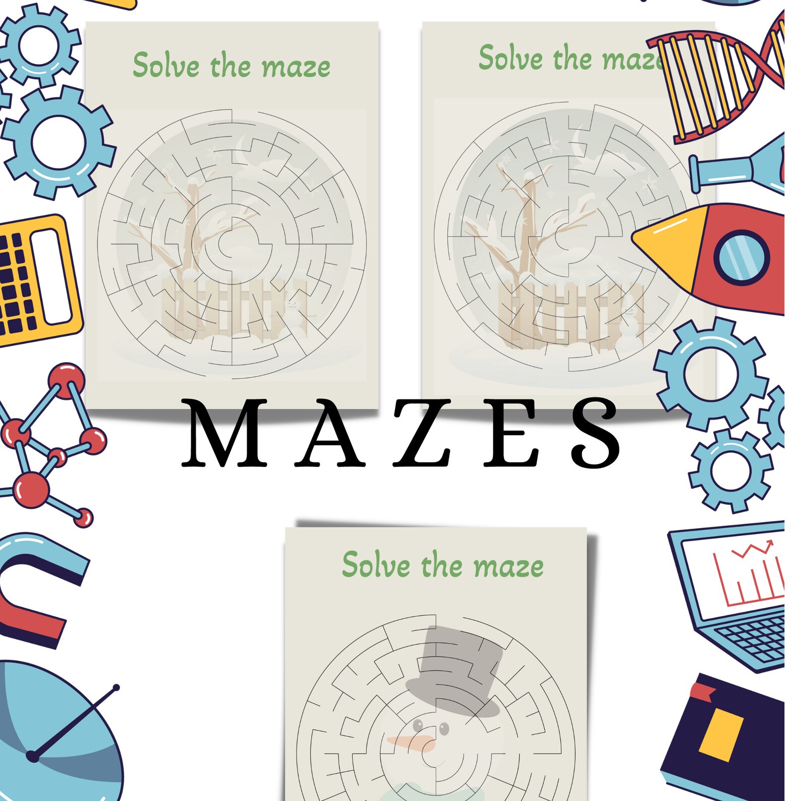 Kids Activity Book: 100 Pages of Mazes, Sudoku, Coloring (PDF) - Etsy