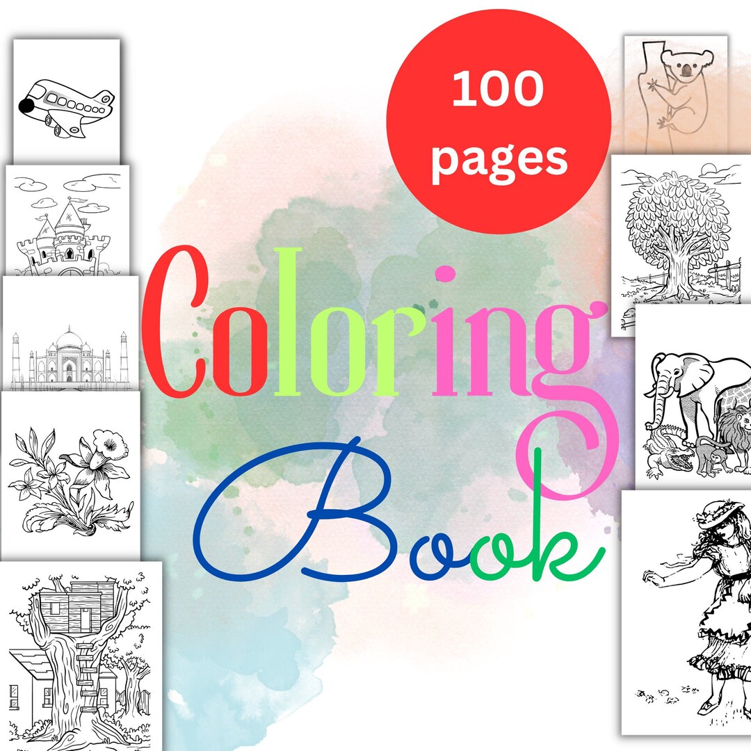 100 Coloring Pages for Kids and Beginners Coloring Book - Etsy
