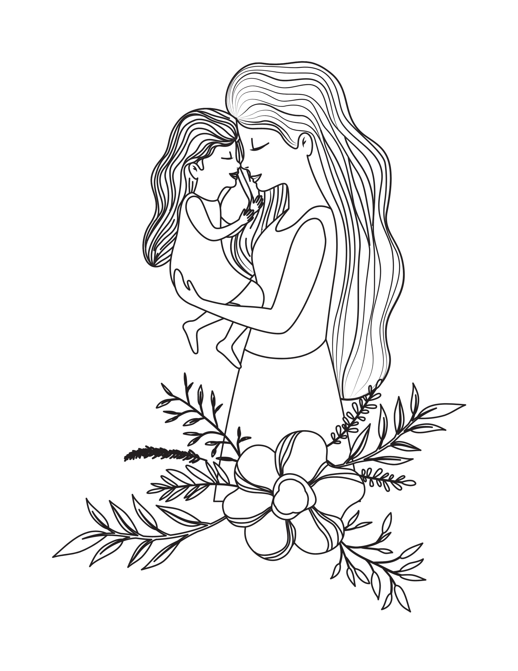 Mother's Day Coloring Pages for Adults Mom's Day Gift for Kids Coloring ...