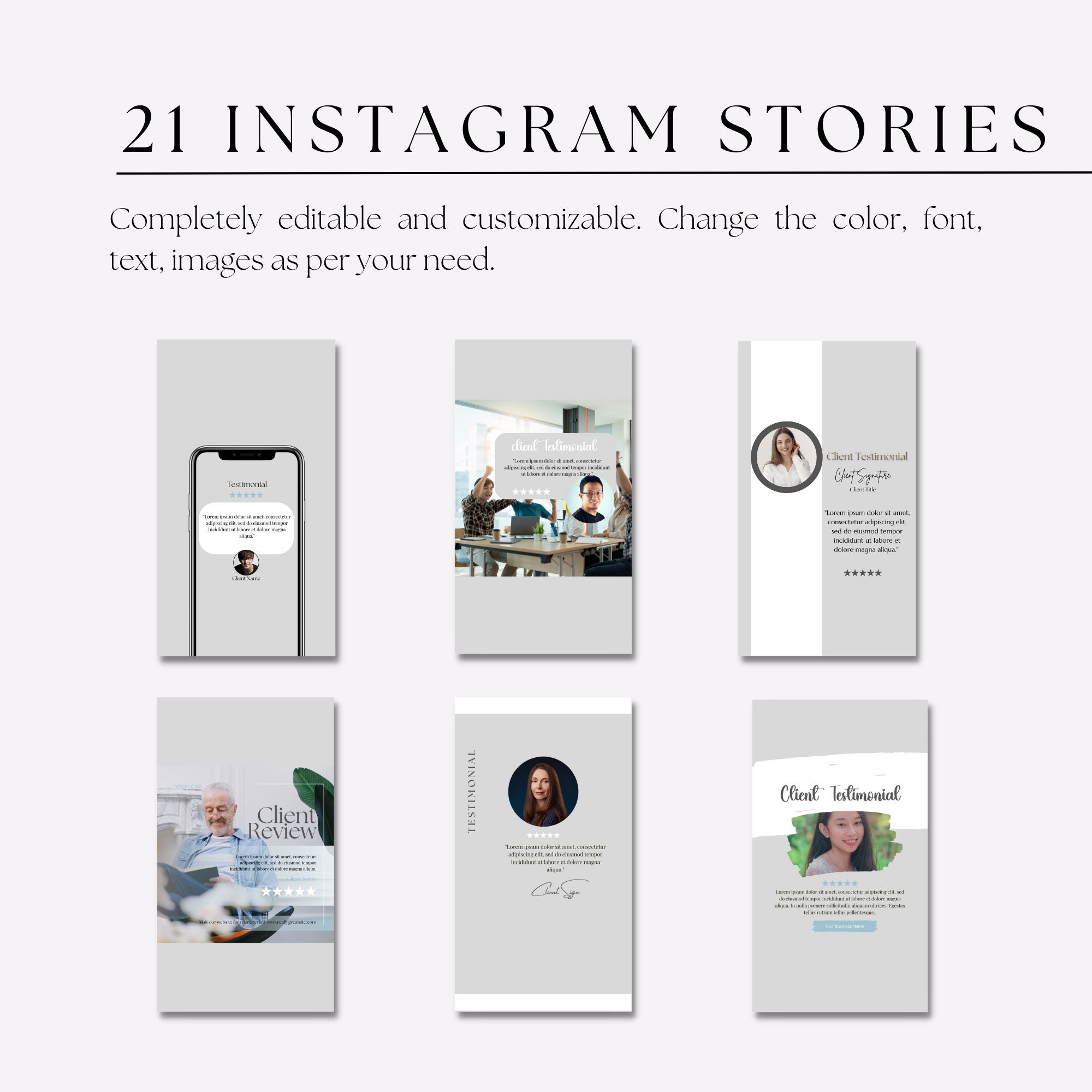 Client Testimonial Instagram Templates, Neutral Reviews (canva) - Etsy
