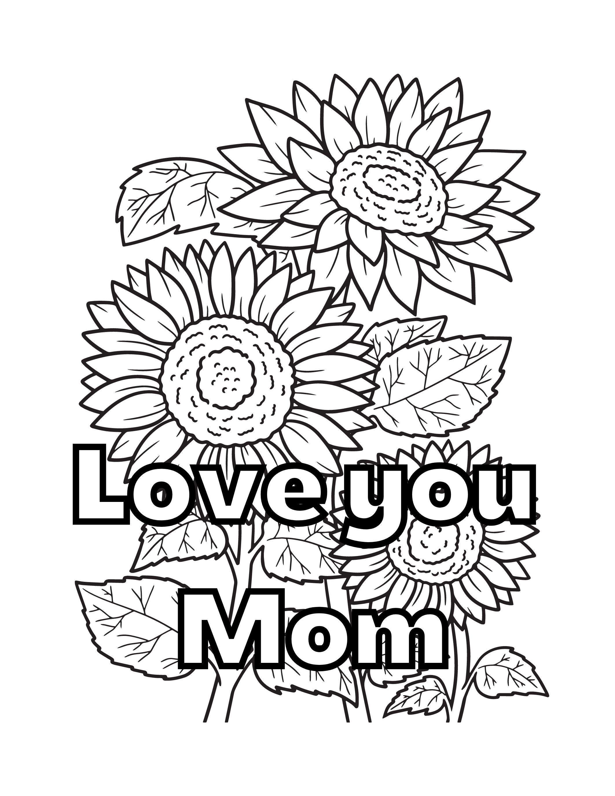 Mother's Day Coloring Pages for Adults Mom's Day Gift for Kids Coloring ...