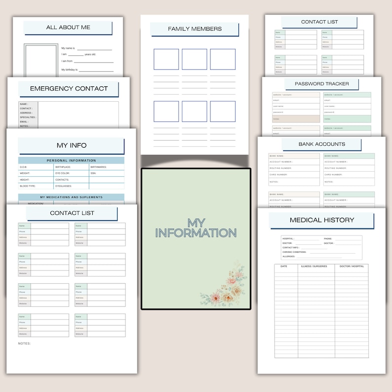 Large Print 80 Pages Medical Care Binder for Senior Care Dementia ...