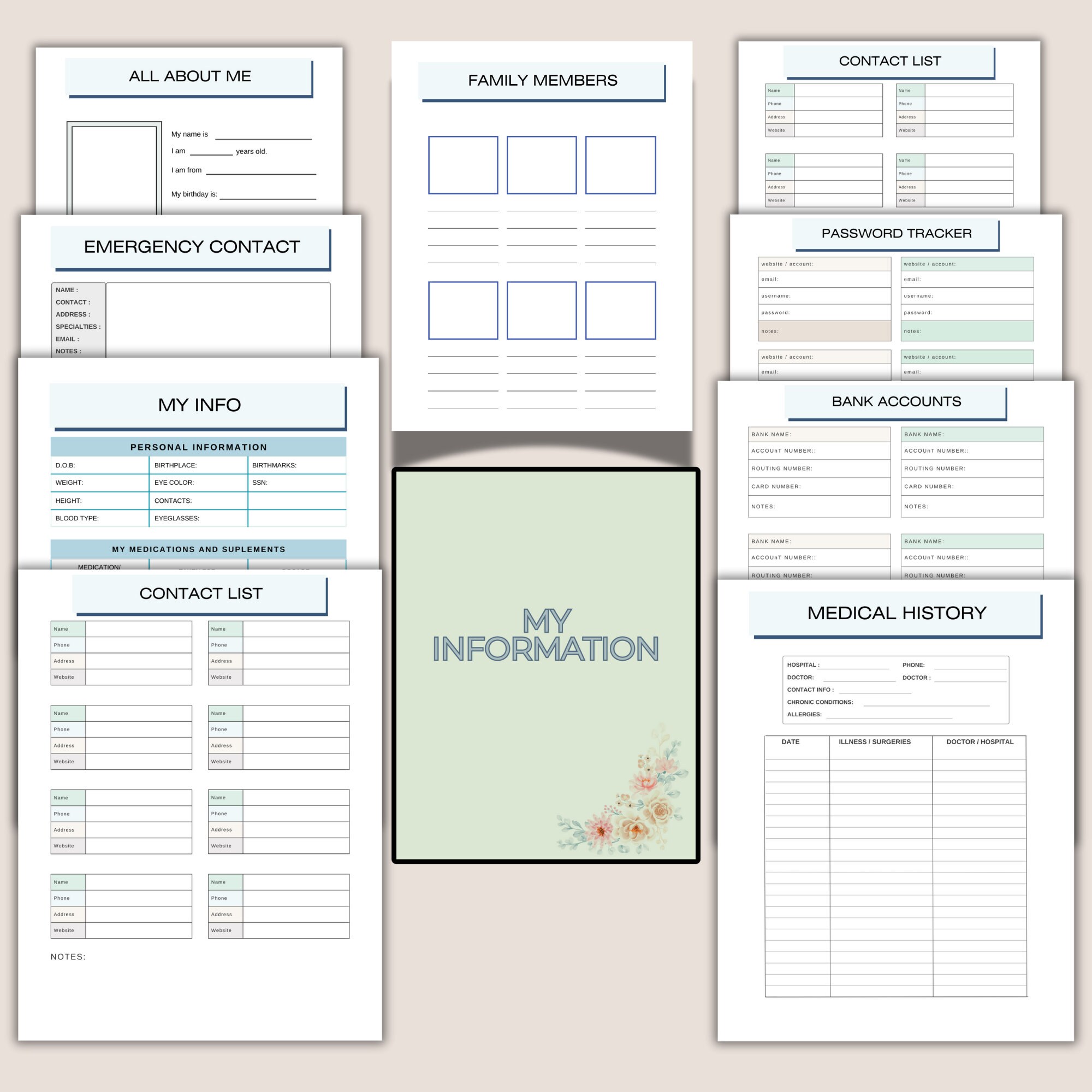 Large Print 80 Pages Medical Care Binder for Senior Care Dementia ...