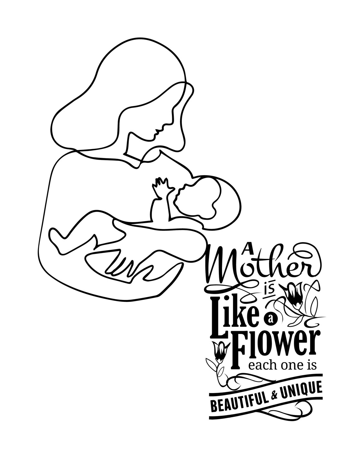 Mother's Day Coloring Pages for Adults Mom's Day Gift for Kids Coloring ...