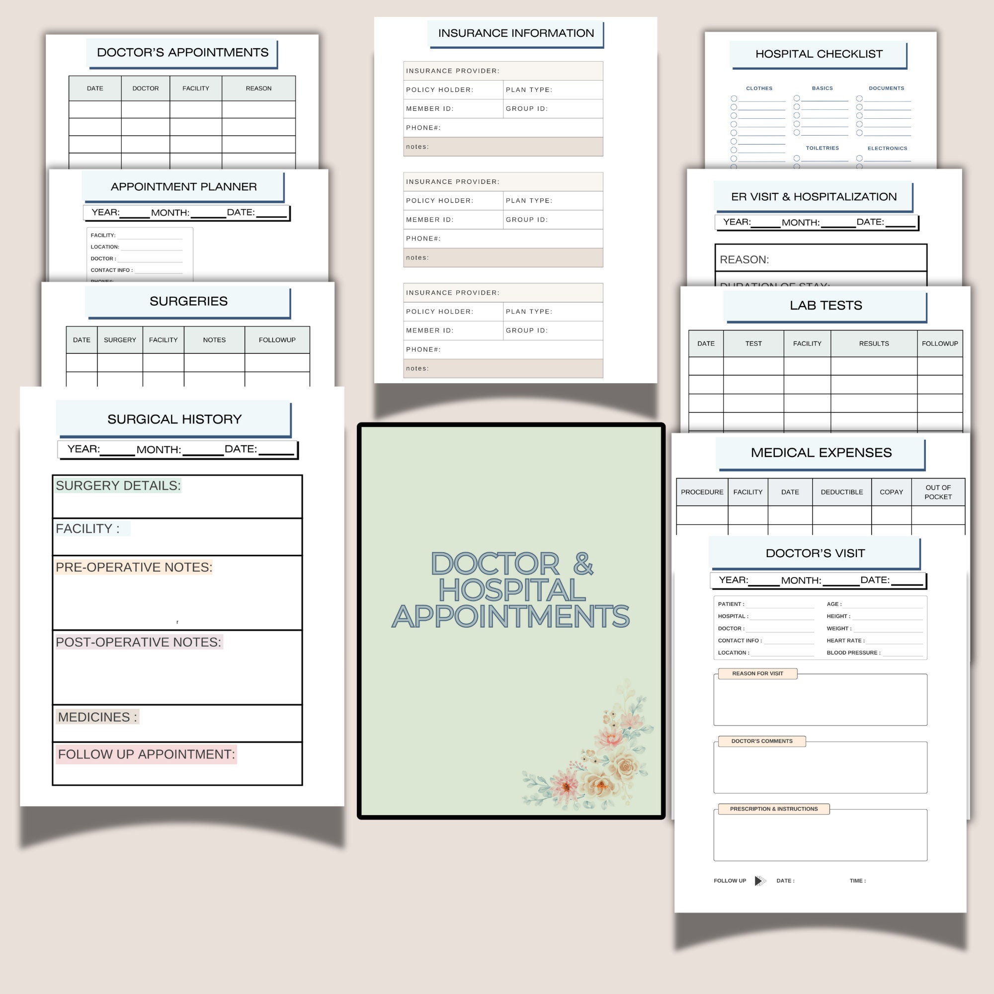 Large Print 80 Pages Medical Care Binder for Senior Care Dementia ...