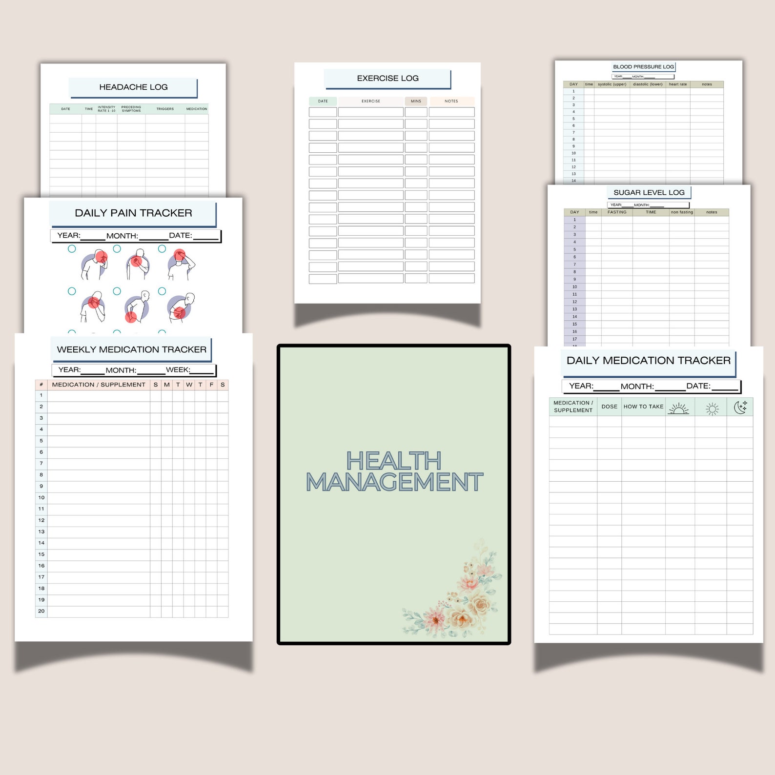 Large Print 80 Pages Medical Care Binder for Senior Care Dementia ...