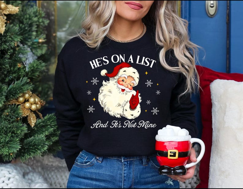 Epstein List Santa • Funny Anti Trump Christmas Sweatshirt • Christmas ...
