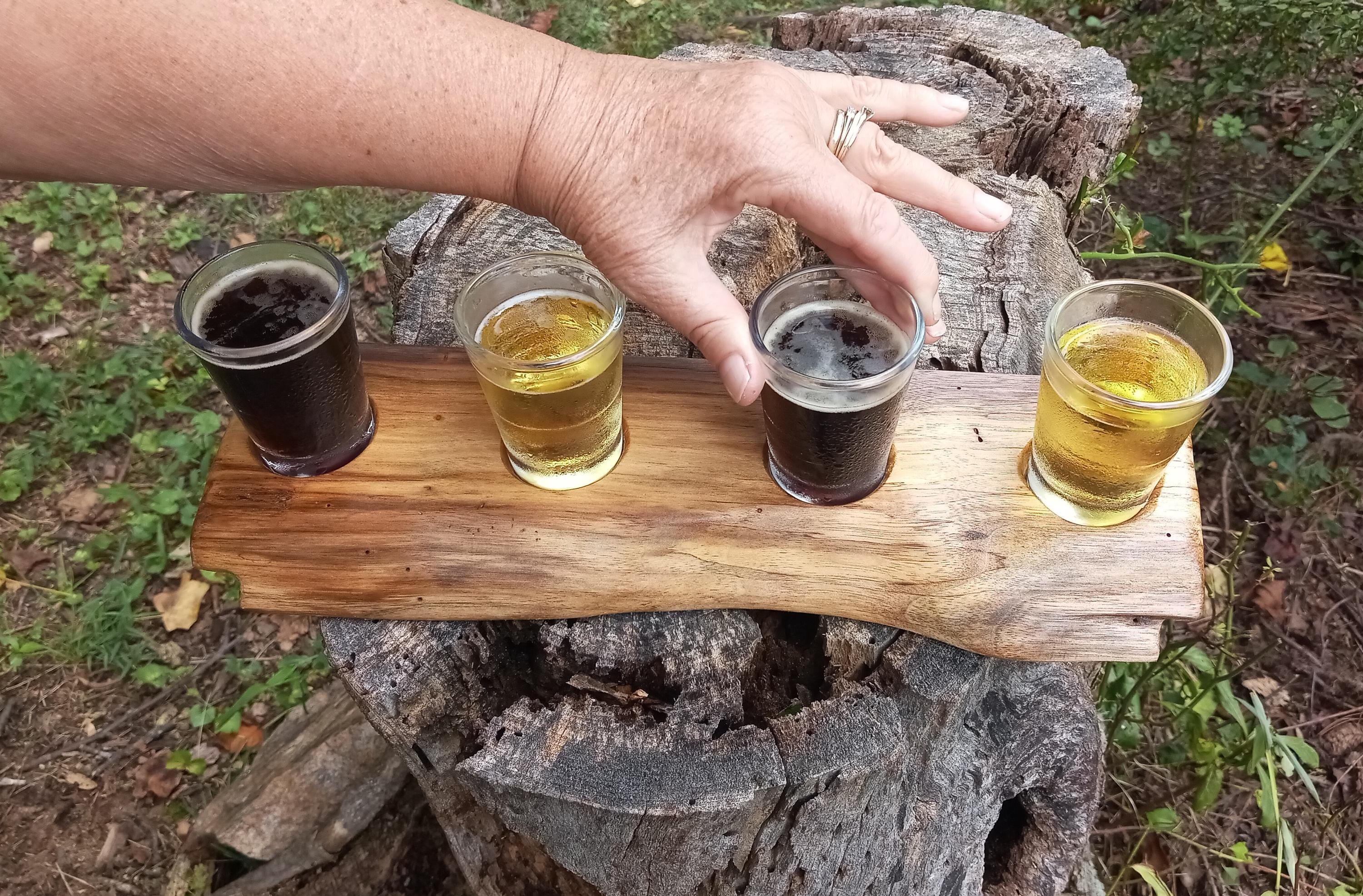 Beer Flight Board, Whiskey Flight Board, Live Edge Black Walnut Fight ...