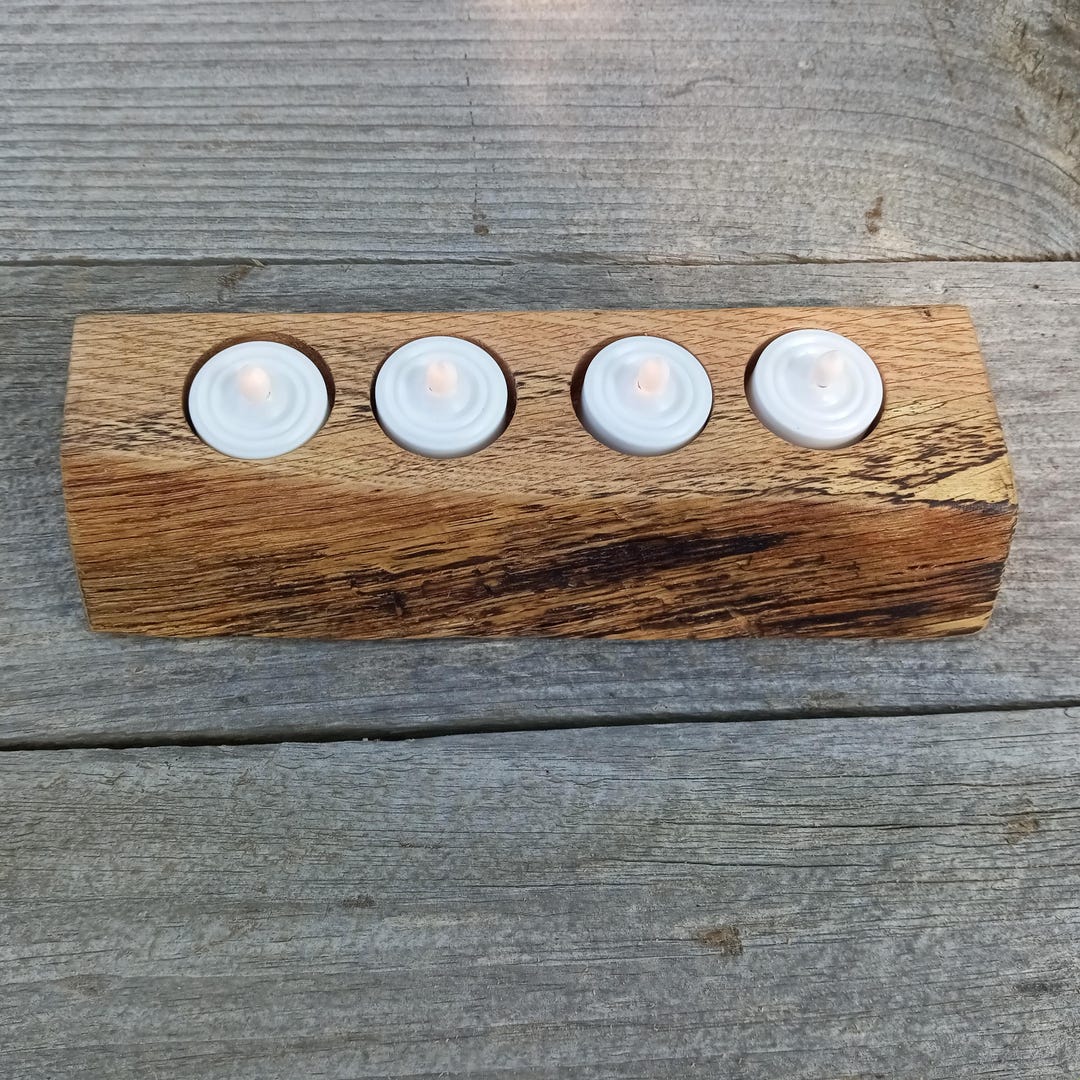 Wooden Candle Holder, Handmade Tee Light Candle Holder From Reclaimed ...