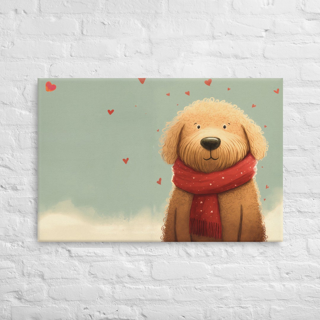 Goldendoodle With Hearts Goldendoodle Canvas Wall Art - Etsy