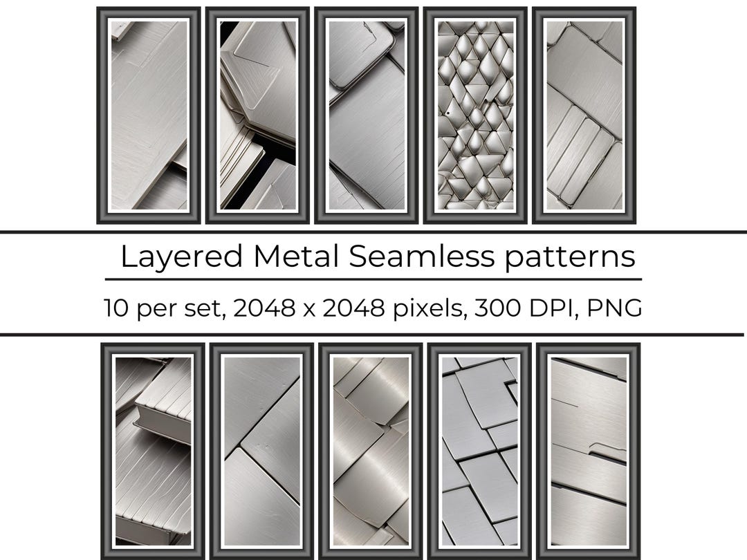 Layered Metal Seamless Pattern, Tile, 2048*2048, PNG, 300 DPI, 10 Pack ...