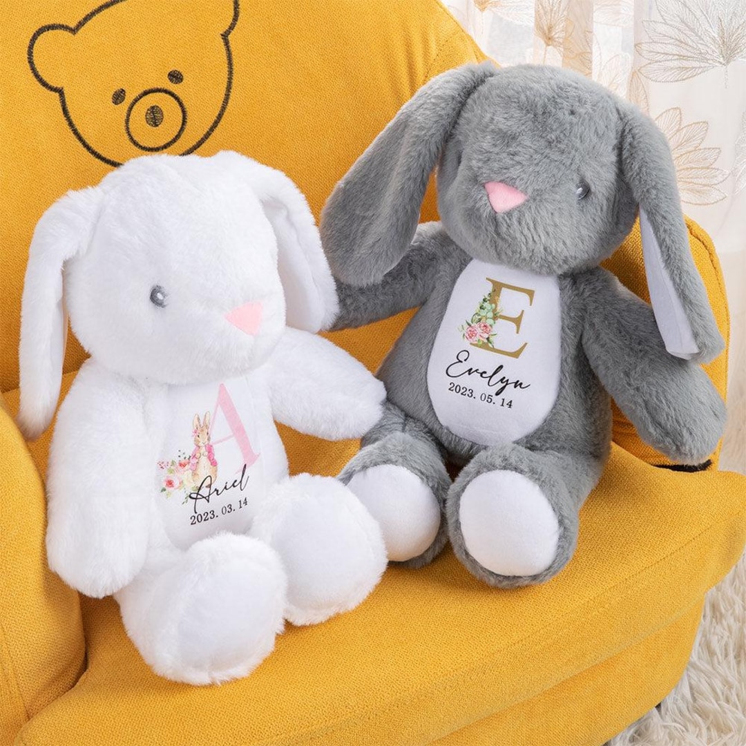 Personalized Initial Bunny Plush Toy, Soft Plush Baby Bunny, Cuddly Toy ...